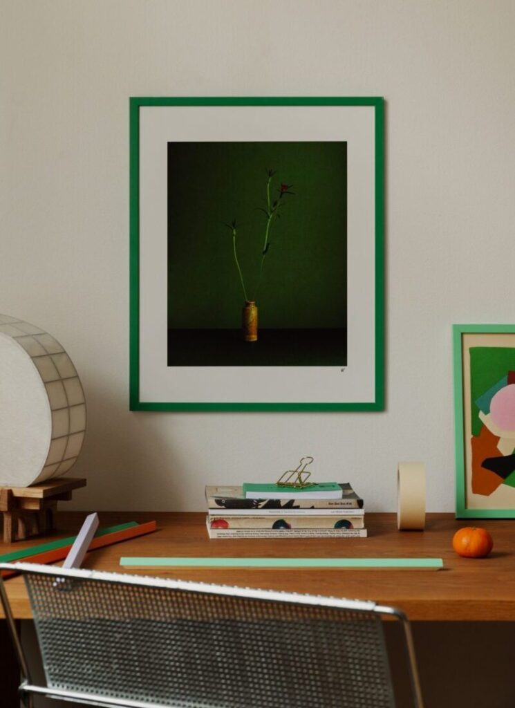 Solid green wood frame with real glass - THE POSTER CLUB